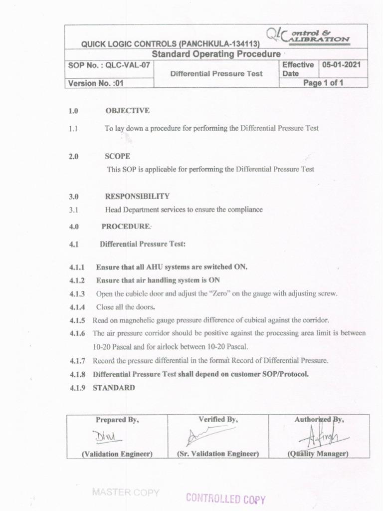 Differential Pressure Test | PDF