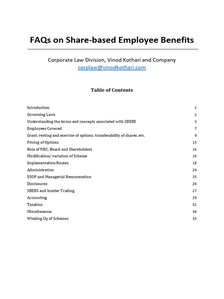 FAQs on Share-Based Employee Benefits | PDF | Option (Finance ...