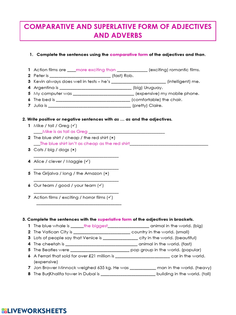 Comparative and Superlative Form of Adjectives and Adverbs: More ...