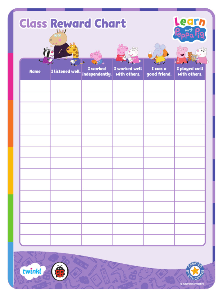 Free Peppa Pig Class Reward Chart Us CM 1711635814 Ver 1 | PDF
