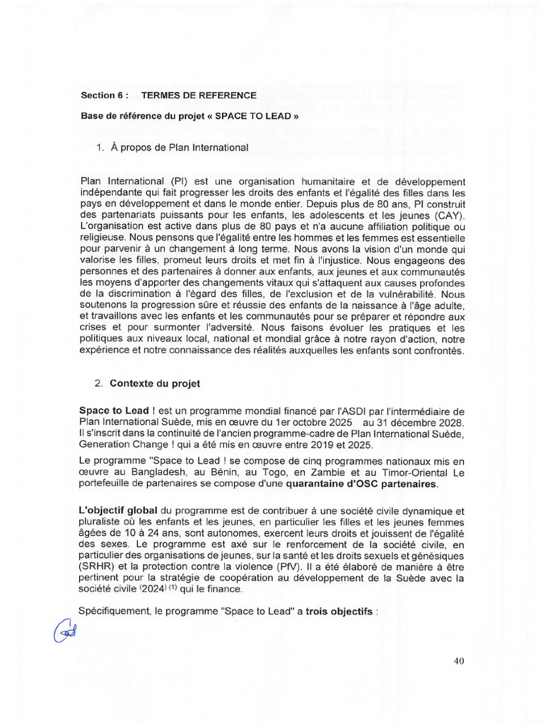 Tgo - DP N°002 - Etude de Base Programme Space To Lead (38-56) | PDF