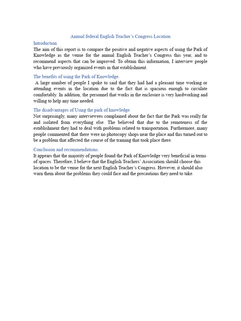 REPORT SAMPLE - Annual Federal English Teacher - WRITING | PDF