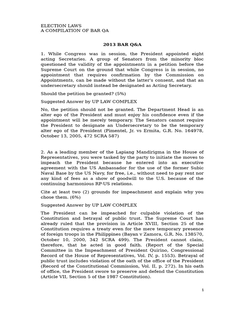 2013 Election Laws Q&A Compilation | PDF | United States Congress ...