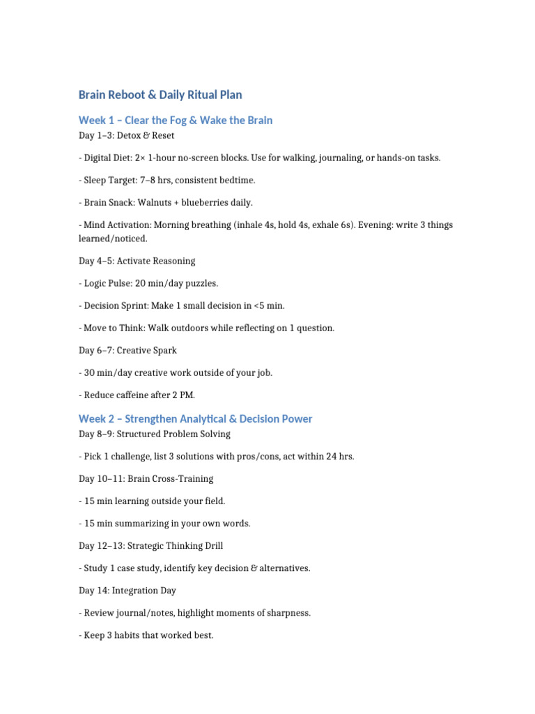 Brain Reboot Daily Ritual | PDF