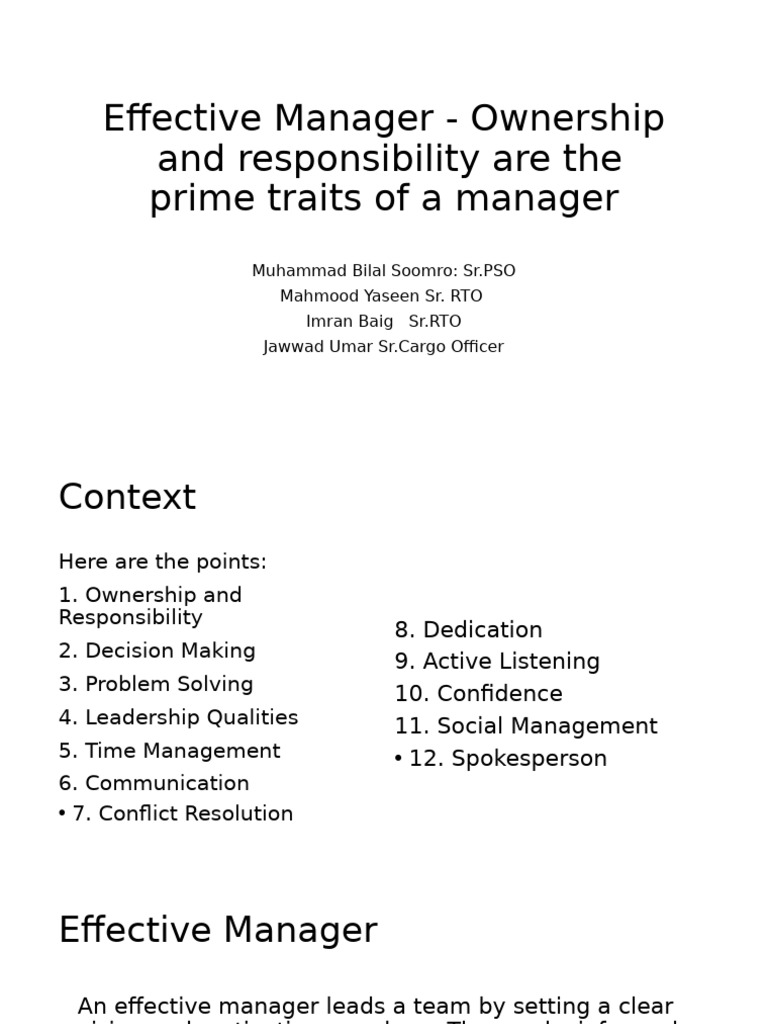 Traits of Effective Managers | PDF | Leadership | Communication