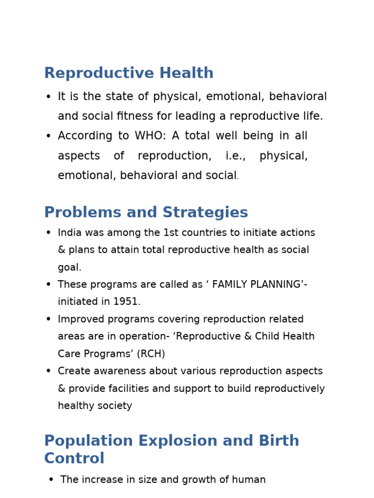 Reproductive Health and Contraception | PDF | Sexually Transmitted ...