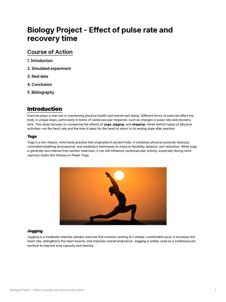 Pulse Rate and Recovery in Exercises | PDF | Heart Rate | Aerobic Exercise