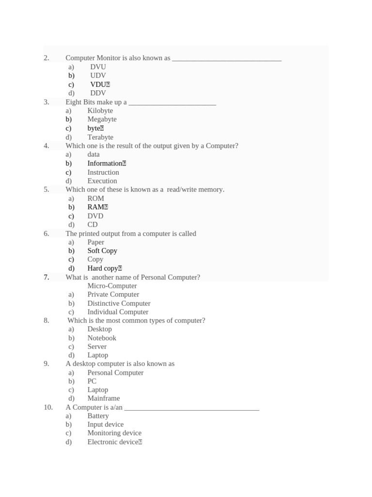 Sample Questions Answered | PDF | Computer Memory | Read Only Memory