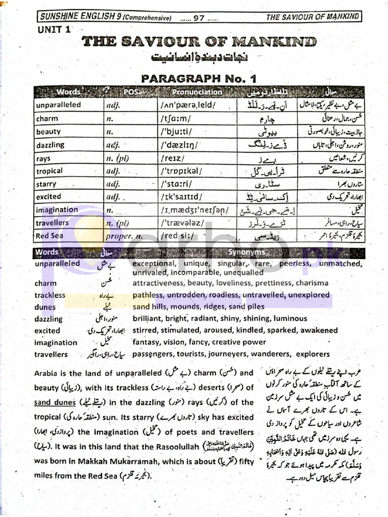 9th Class English Lesson 1 | PDF
