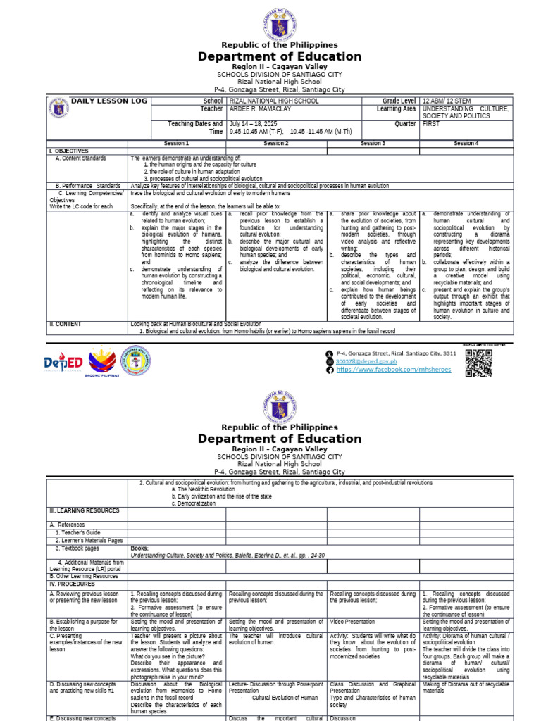 Q1W5 DLL Ucsp Mamaclay Ardee | PDF | Homo | Society