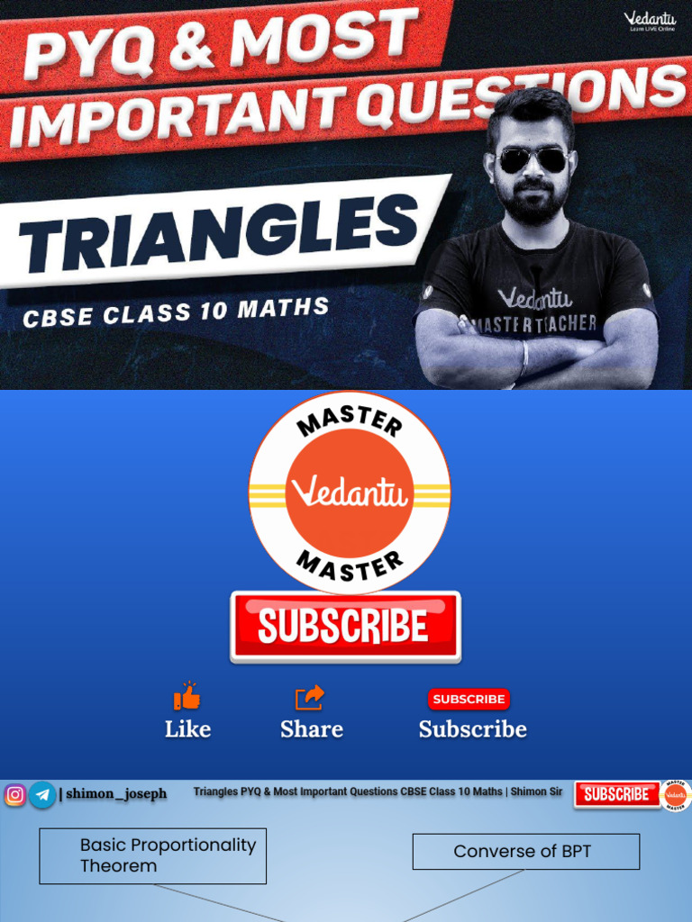 Triangles PYQ & Most Important Questions CBSE Class 10 Maths Shimon ...