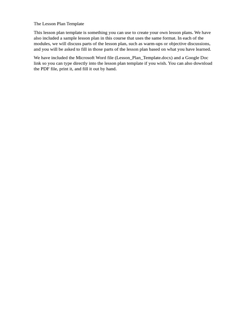 Lesson Plan Template | PDF