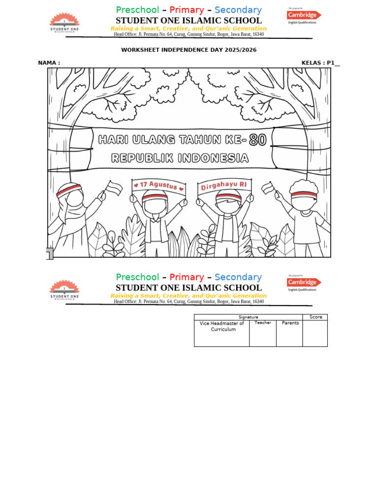 Independence Day Worksheet 2025/2026 | PDF