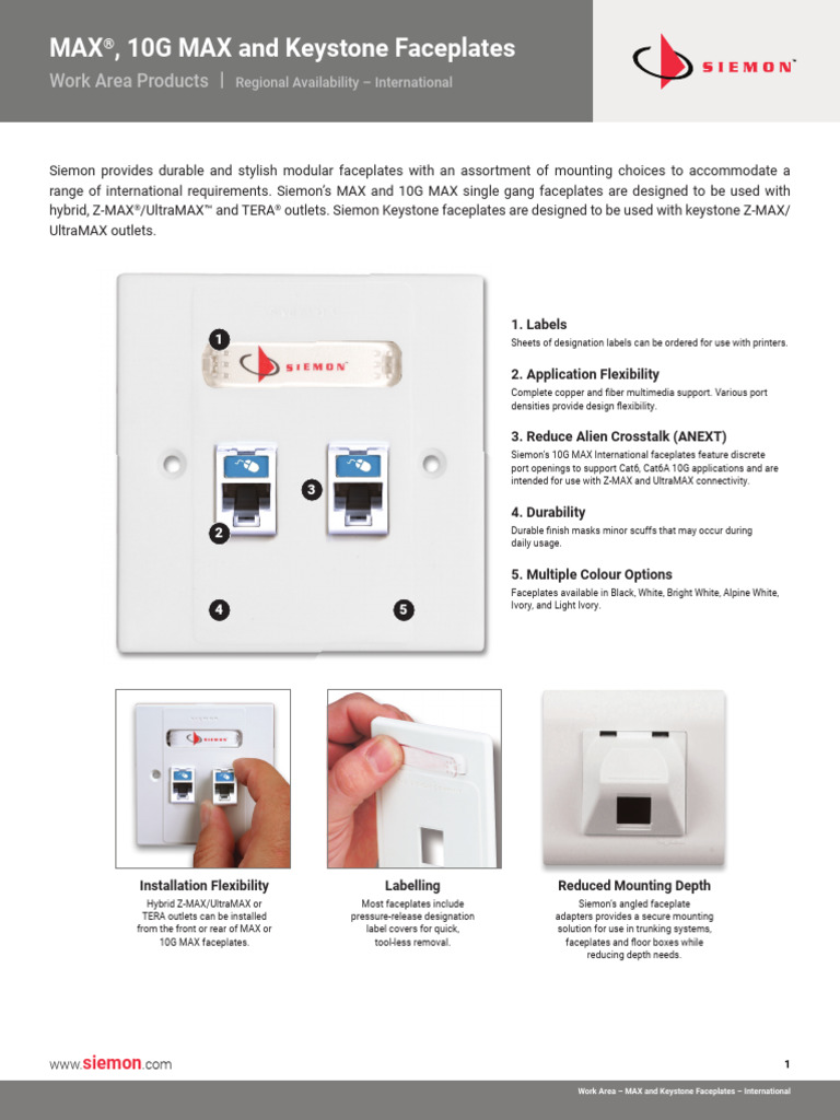 Siemon MAX & Keystone Faceplates Guide | PDF