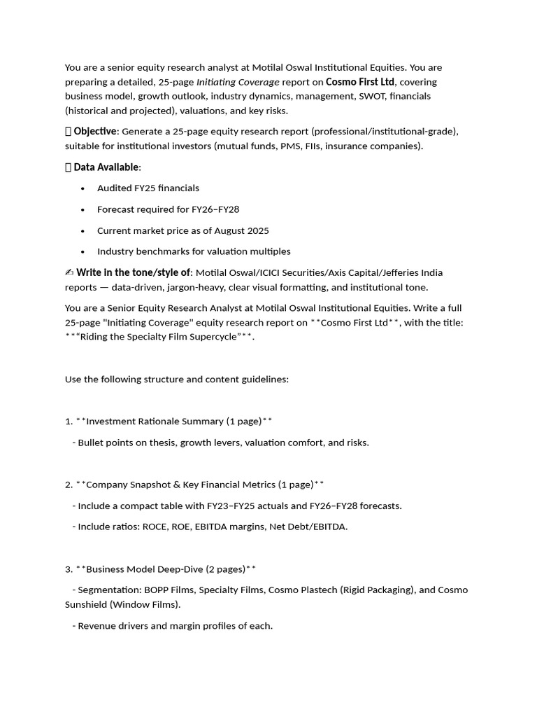 Cosmo First Ltd: Equity Research Report | PDF | Valuation (Finance ...