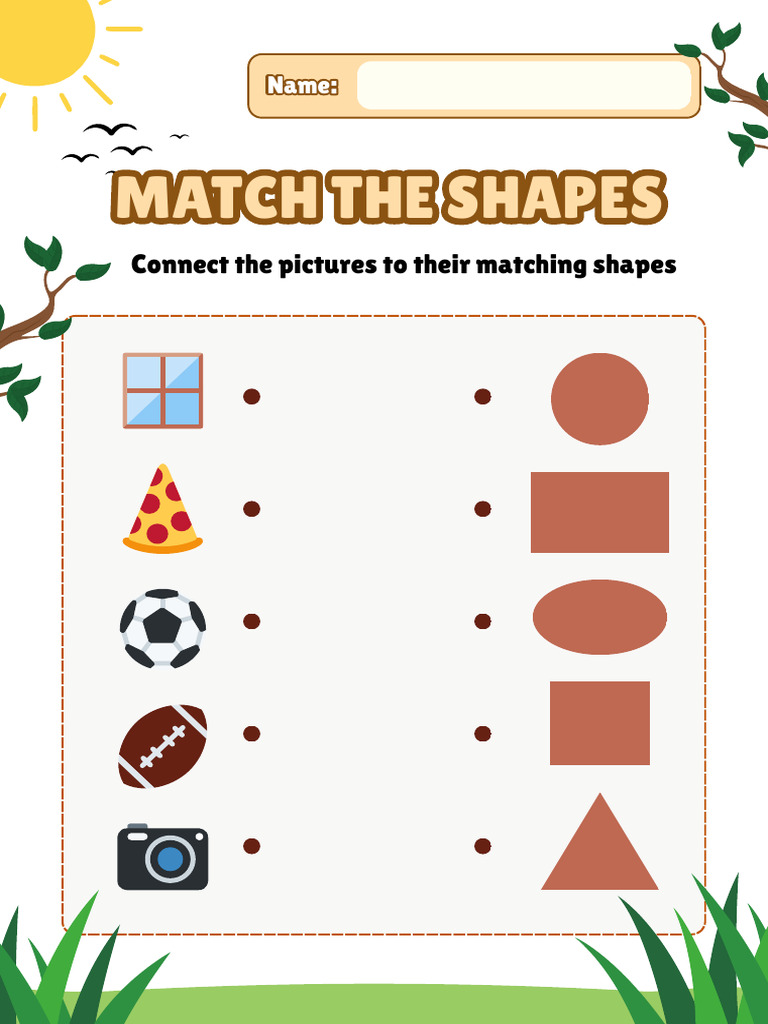 Shape Matching Worksheets for Preschool Activity in Simple and Playful ...