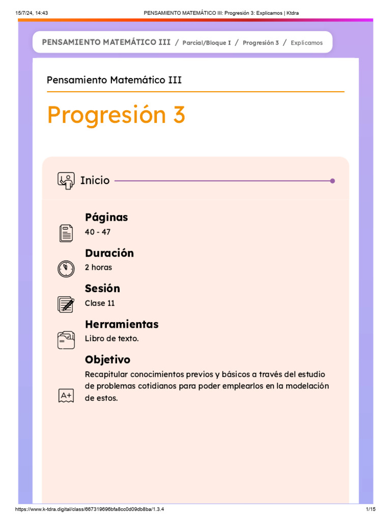 PENSAMIENTO MATEMÁTICO III - Progresión 3 - Explicamos | PDF | Variable (Matemáticas) | Ecuaciones