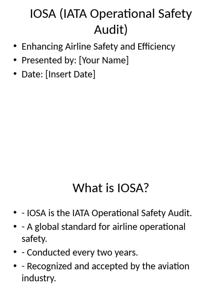 IOSA - Presentation. IATA Operational Safety Audit | PDF