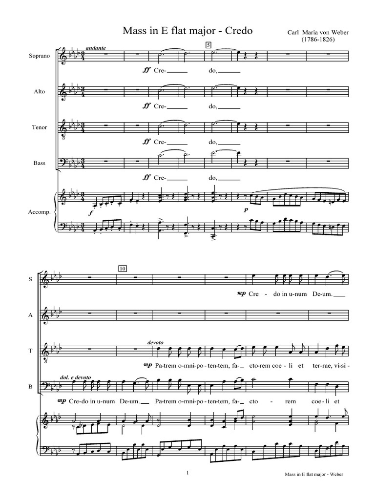 Credo Mass in E Flat Weber | PDF