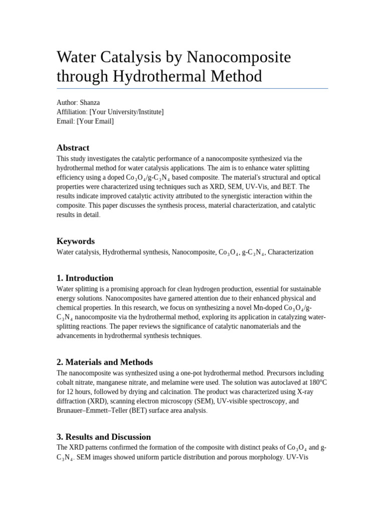 Research Paper Draft Shanz | PDF | Catalysis | Nanocomposite