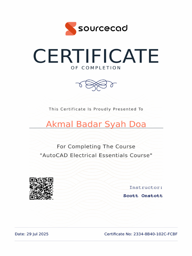 Autocad Electrical Essentials Course Certificate | PDF