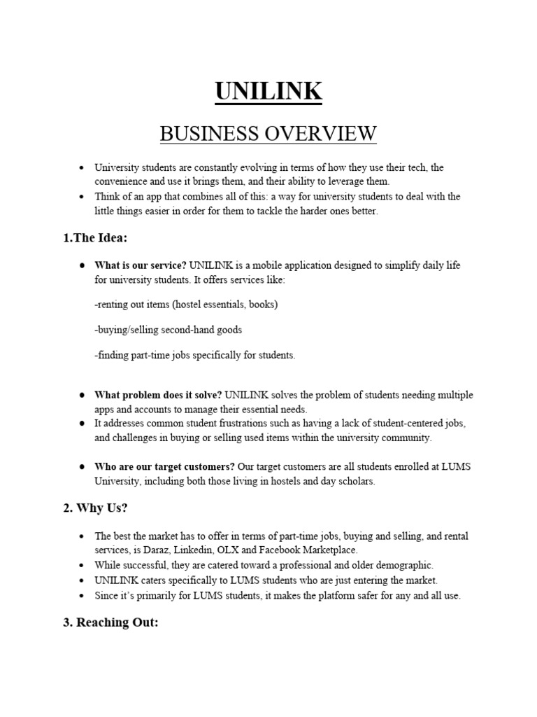 UNILINK Business Overview | PDF | Computing | Cyberspace