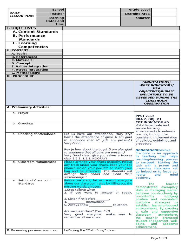 DLP Sample - For Demo Teaching (Cot) | PDF | Learning | Teachers