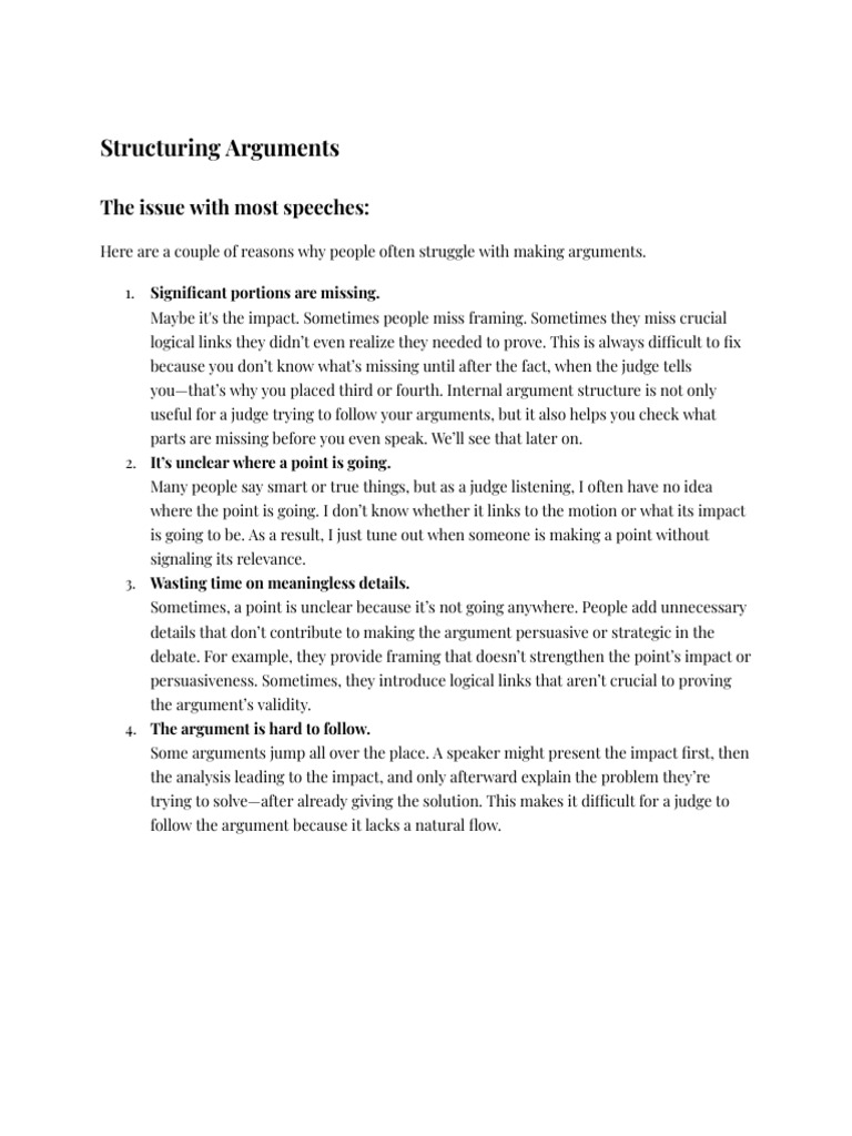 Structuring Effective Debate Arguments | PDF | Argument | Reason