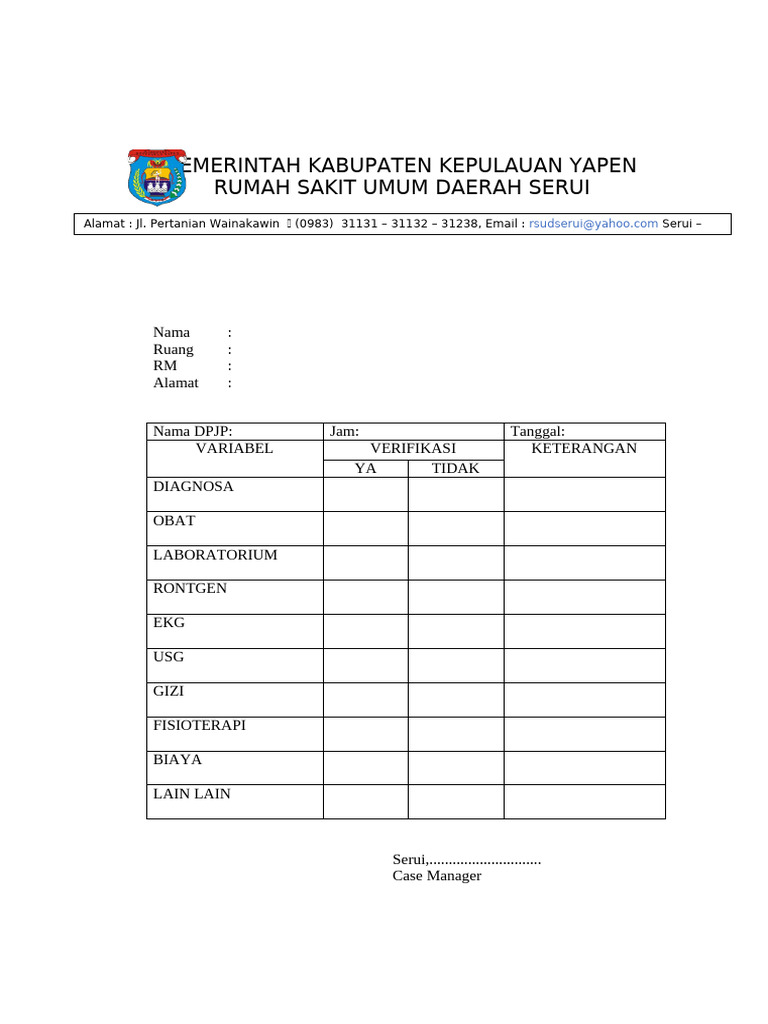 Form Ceklis Cace Manager | PDF