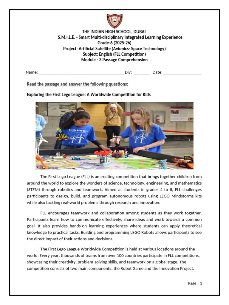 Grade-6 Passage Comprehension Space Avionics | PDF | Learning | Cognition