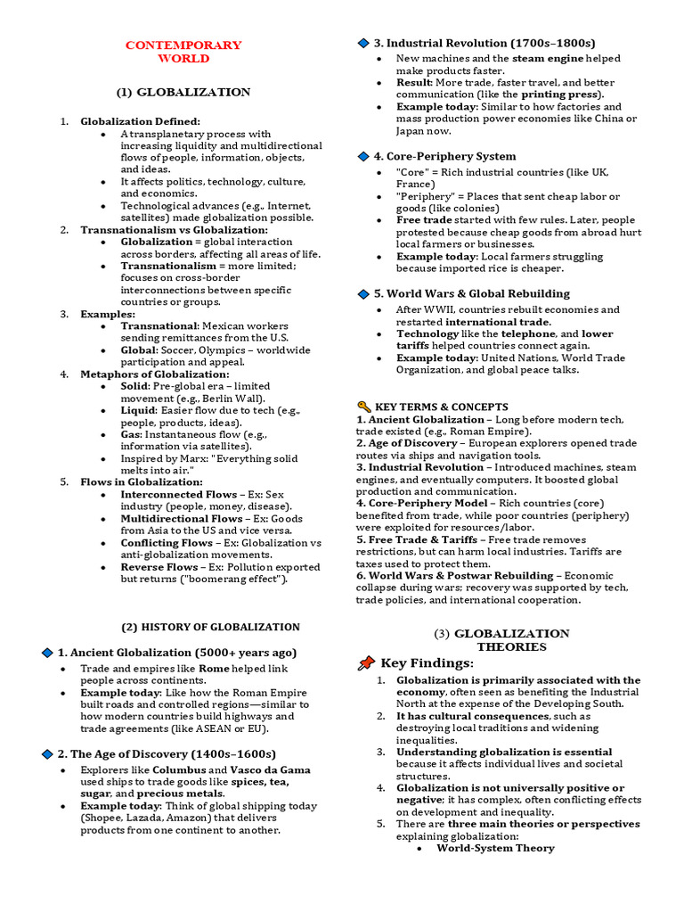 Contemporary World (Socscie1105) | PDF | Globalization | World Systems ...
