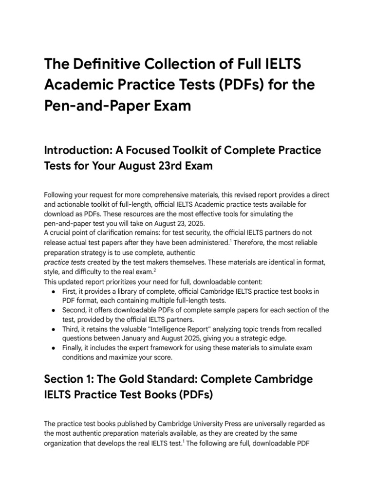 The Definitive Collection of Full IELTS Academic Practice Tests (PDFS ...