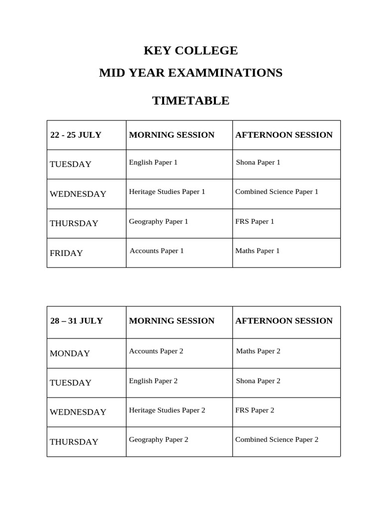 Timetable Secondary | PDF