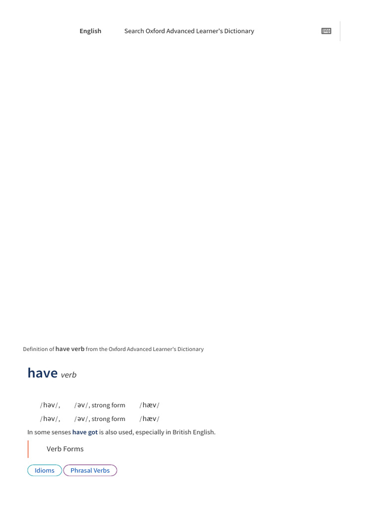 Have Verb - Definition, Pictures, Pronunciation and Usage Notes ...
