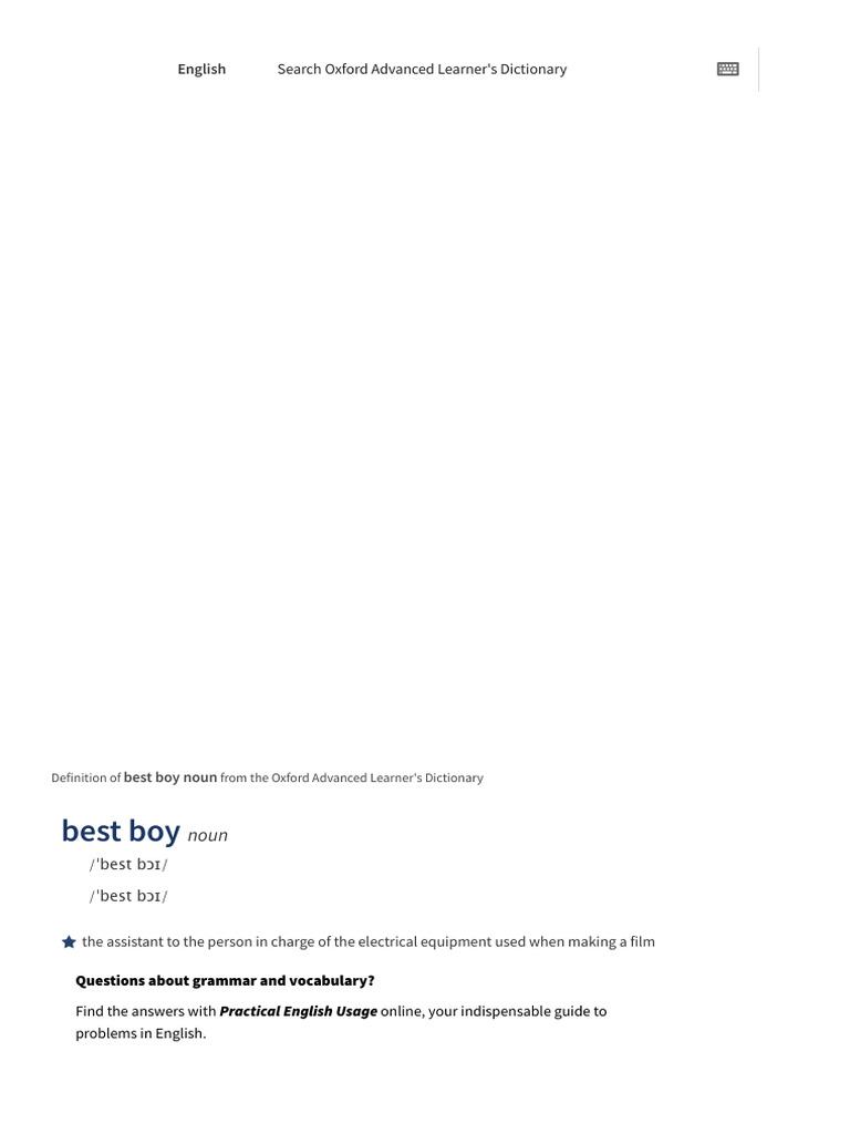 Best Boy Noun - Definition, Pictures, Pronunciation and Usage Notes ...