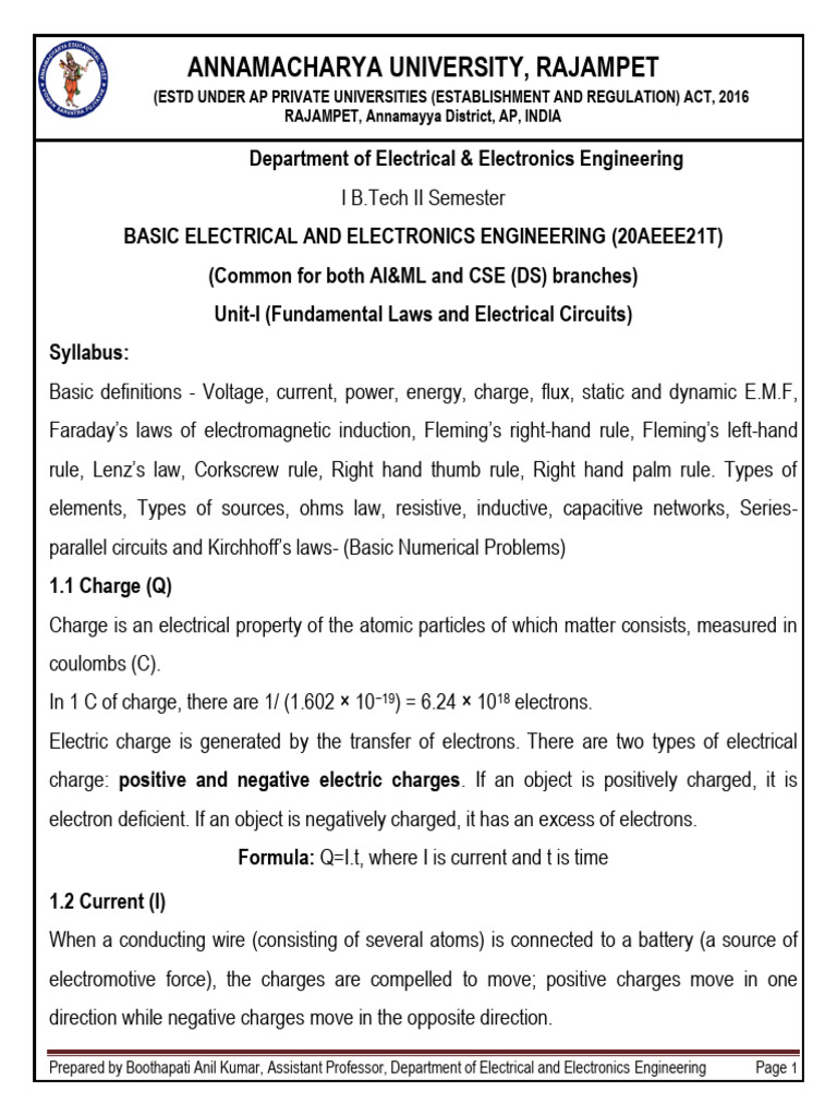 Basic Electrical and Electronics Engineering Lecture Material by ...