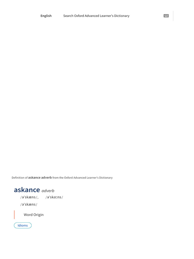 Askance Adverb - Definition, Pictures, Pronunciation and Usage Notes ...