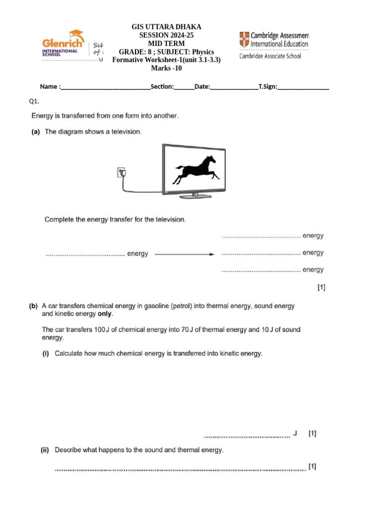 Formative Assessment 1 - Physics | PDF