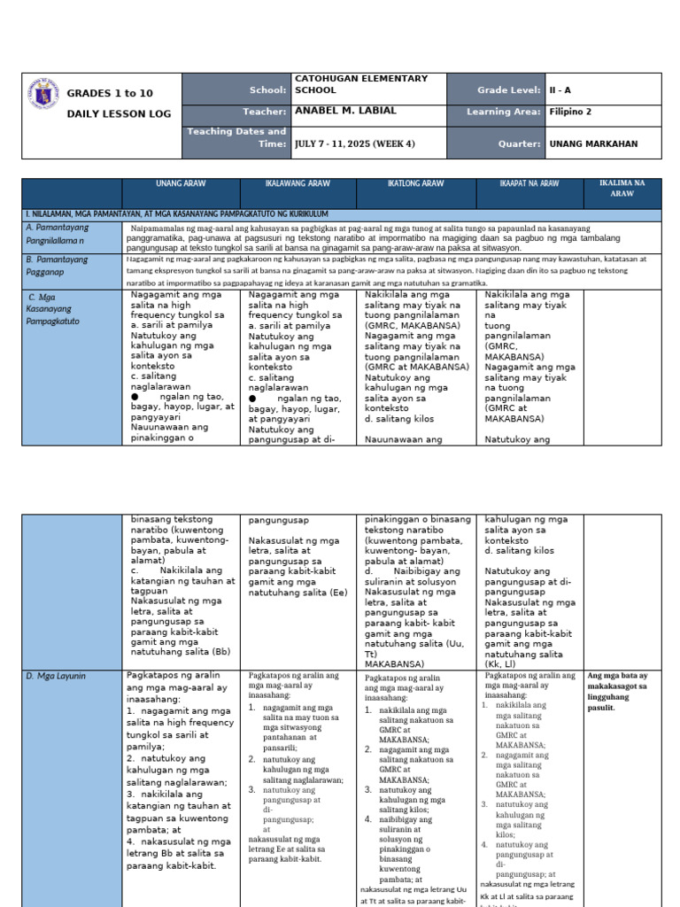 Dll-Filipino Week4 | PDF