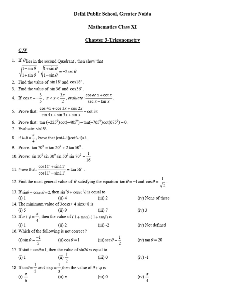 CH 3 Trigonometric Functions | PDF | Trigonometric Functions | Mathematical Analysis