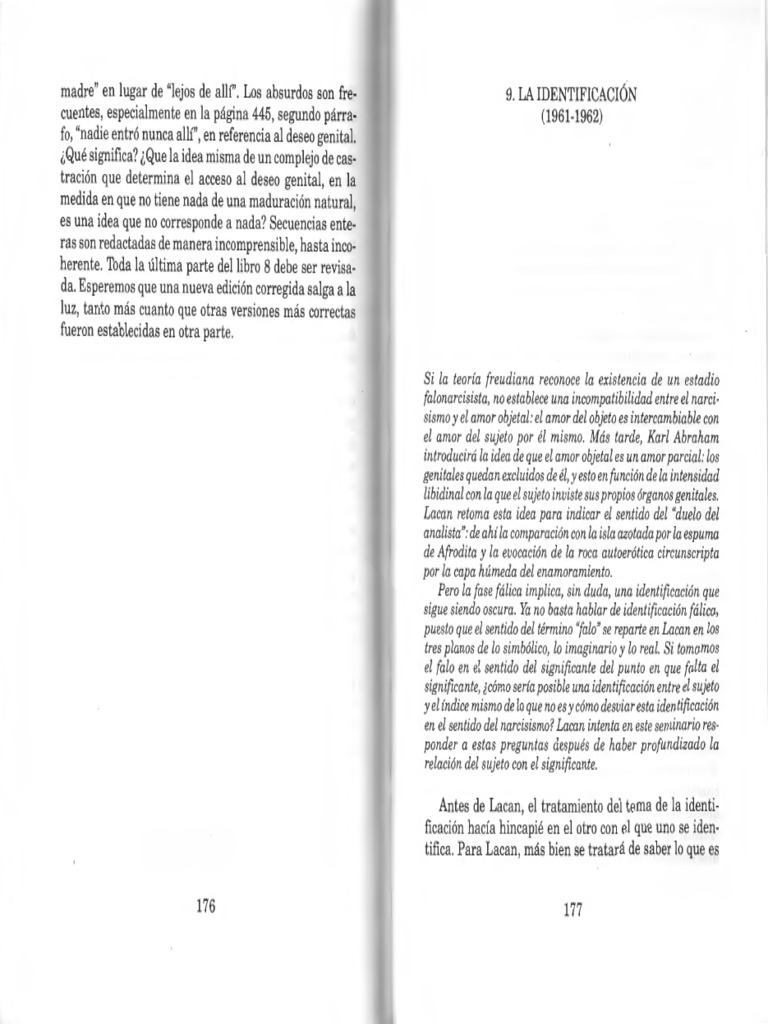 Lacaniana I Safouan Seminario 9 La Identificación | PDF | Jacques Lacan
