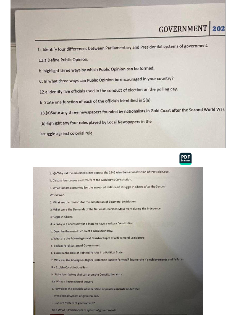 2025 WASSCE Government Questions Guide | PDF