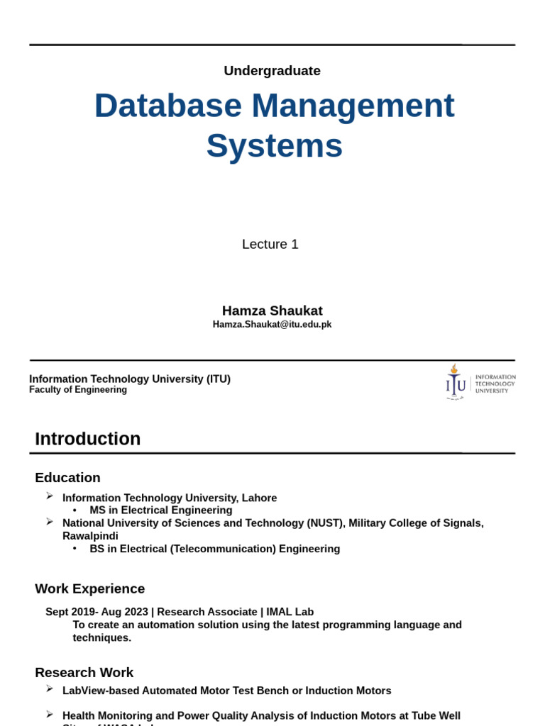DBMS-Lec01-UniversityCourse | PDF | Databases | Data Model