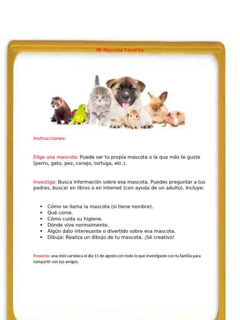 Mi Mascota Favorita: Presenta | PDF