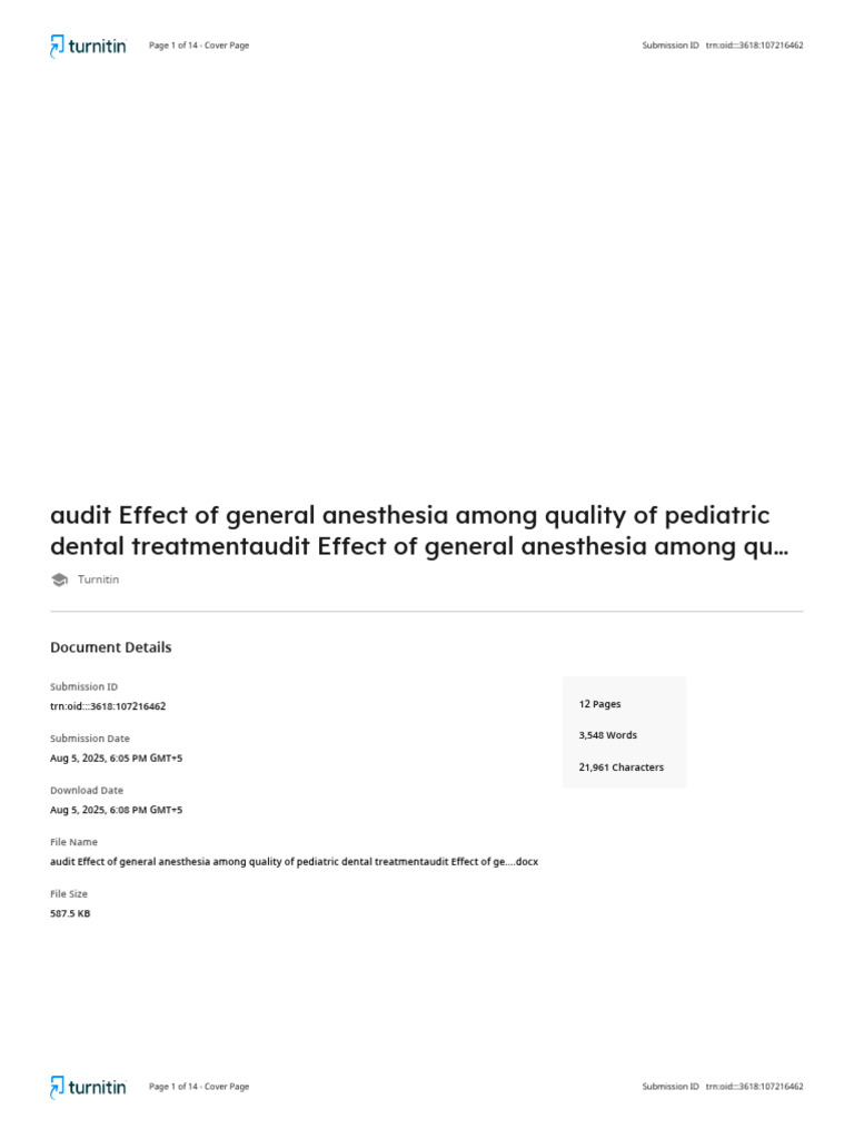 AI - Audit Effect of General Anesthesia Among Quality of Pediatric ...