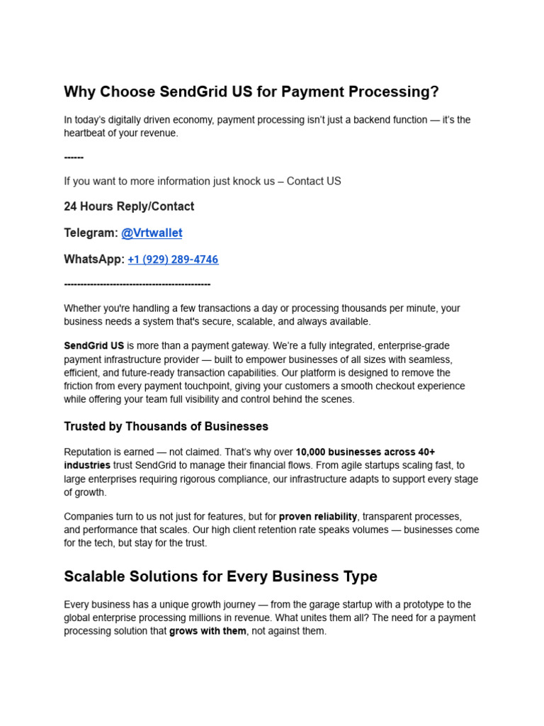 Payments Processing Solutions For All Business - Sendgrid US | PDF ...