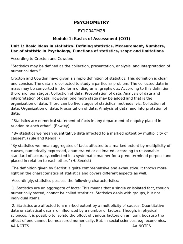 Module 1 Basics of Assessment (CO1) | PDF | Level Of Measurement ...