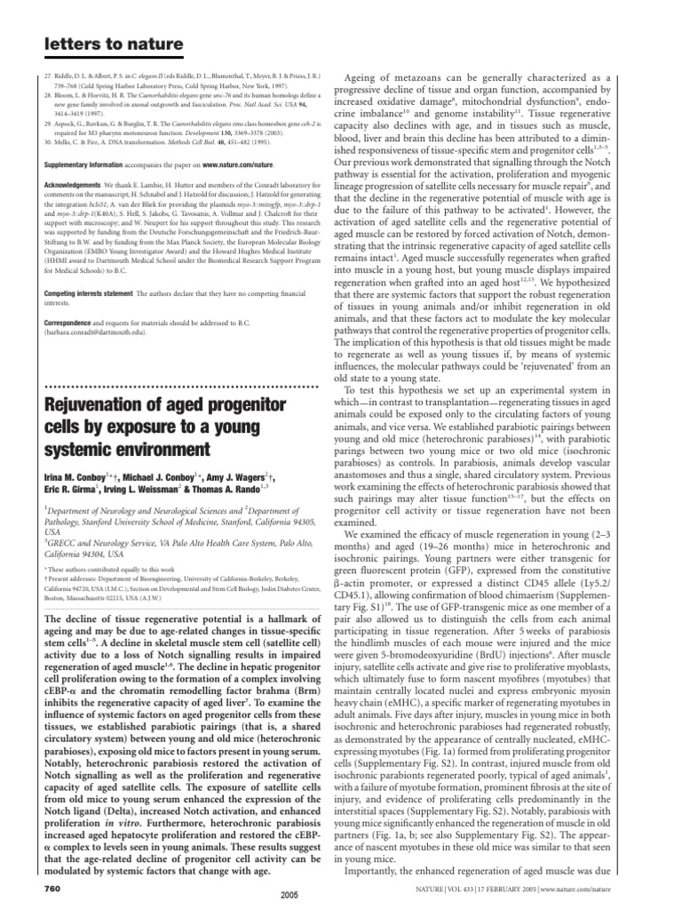 34-Rejuvenation of Aged Progenitor Cells by Exposure To A Young ...