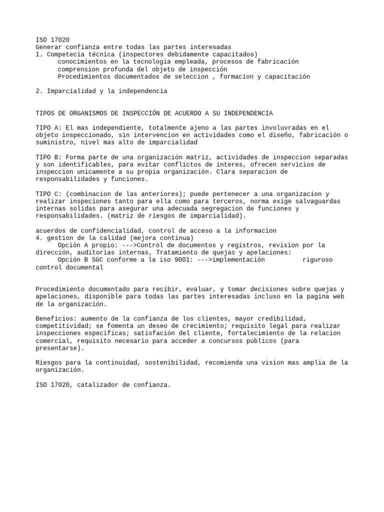 ISO 17020: Confianza en Inspecciones | PDF