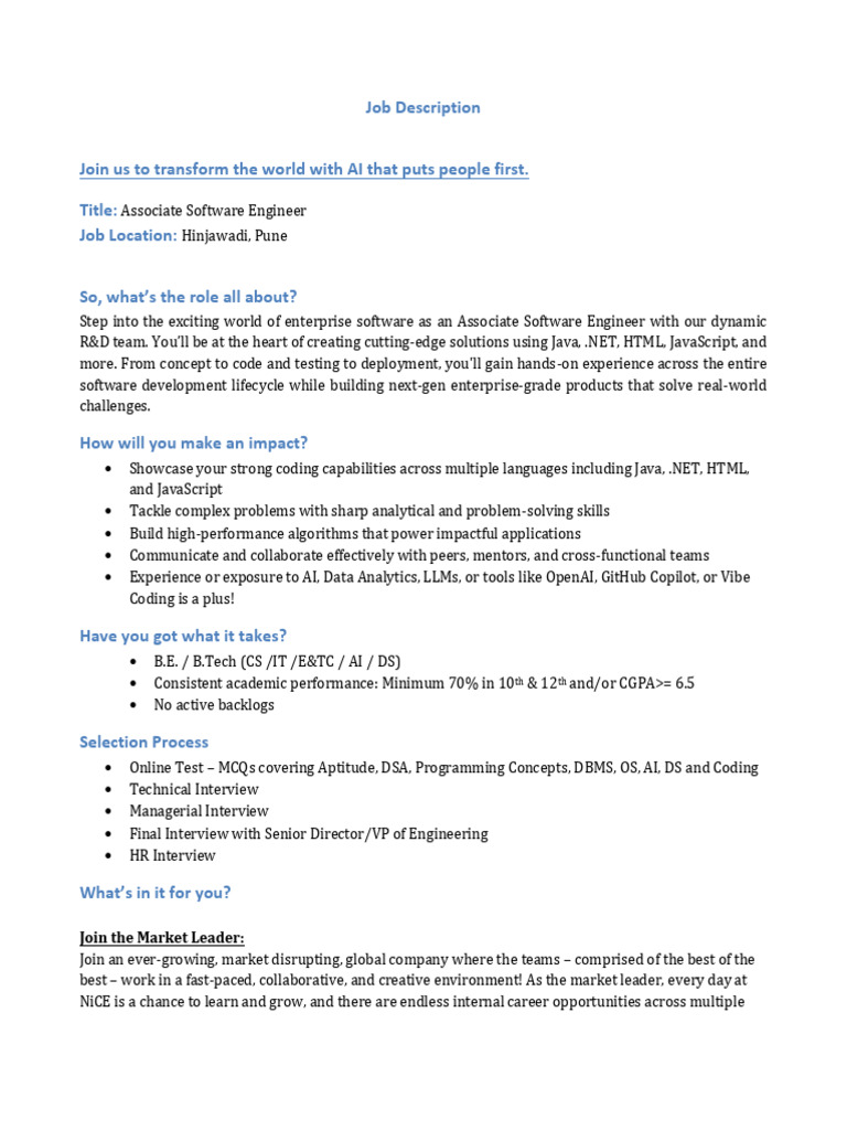 Job Description - Student Program | PDF | Computer Programming | Artificial Intelligence